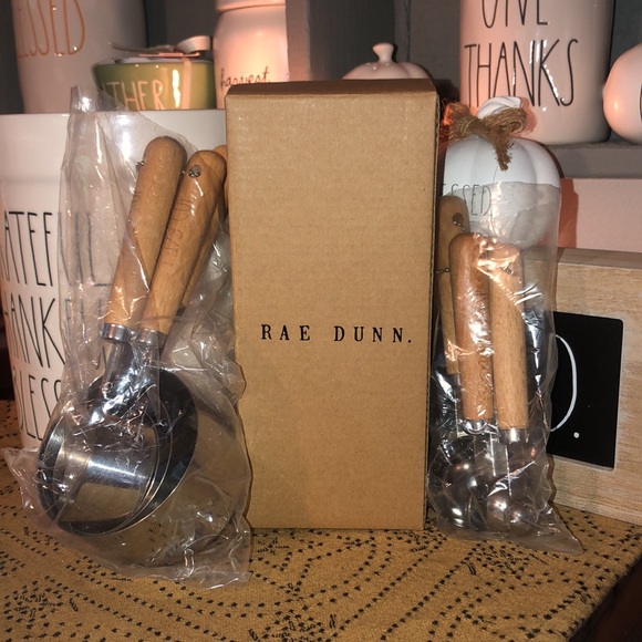 Rae Dunn | Kitchen | Rae Dunn Measuring Cups Measuring Spoons Wood ...